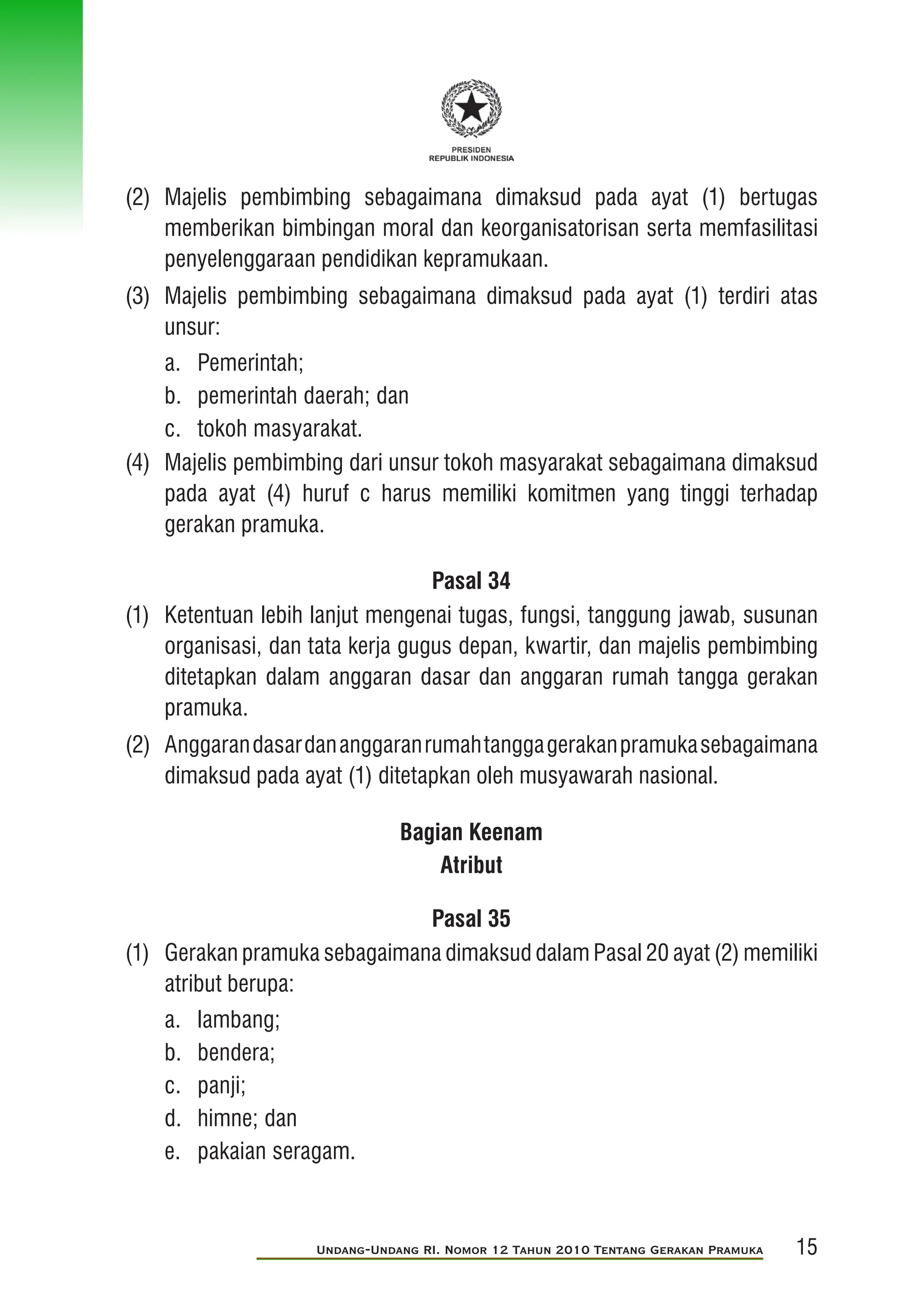 Undang Undang Gerakan Pramuka Indonesia pdf | PDF