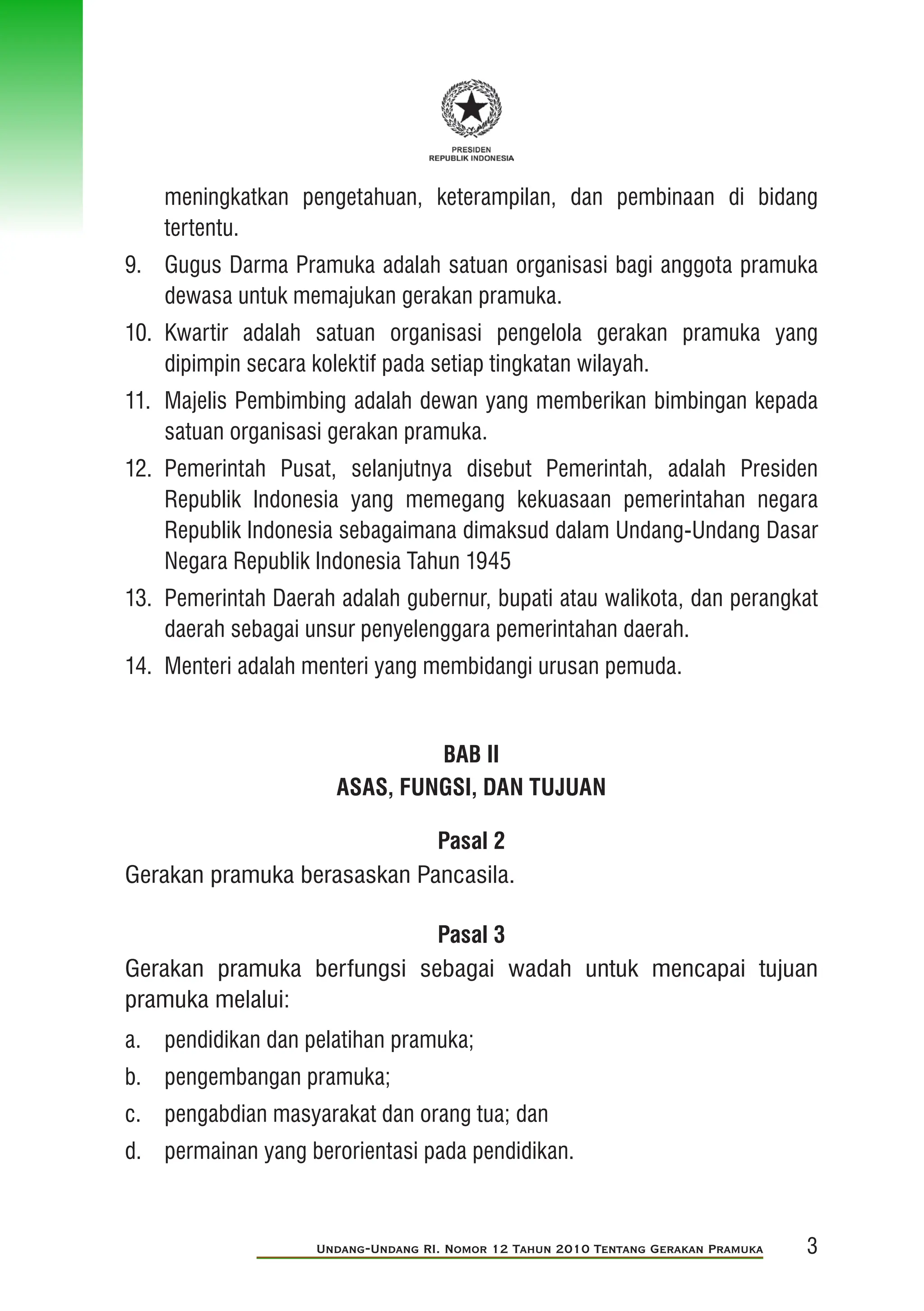 Undang Undang Gerakan Pramuka Indonesia pdf | PDF