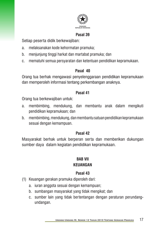 Undang Undang Gerakan Pramuka Indonesia pdf | PDF