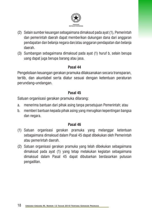Undang Undang Gerakan Pramuka Indonesia pdf | PDF