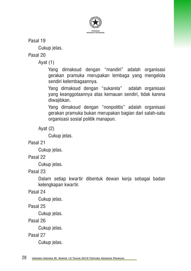 Undang Undang Gerakan Pramuka Indonesia pdf | PDF