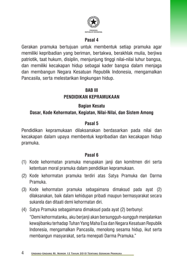 Undang Undang Gerakan Pramuka Indonesia pdf | PDF