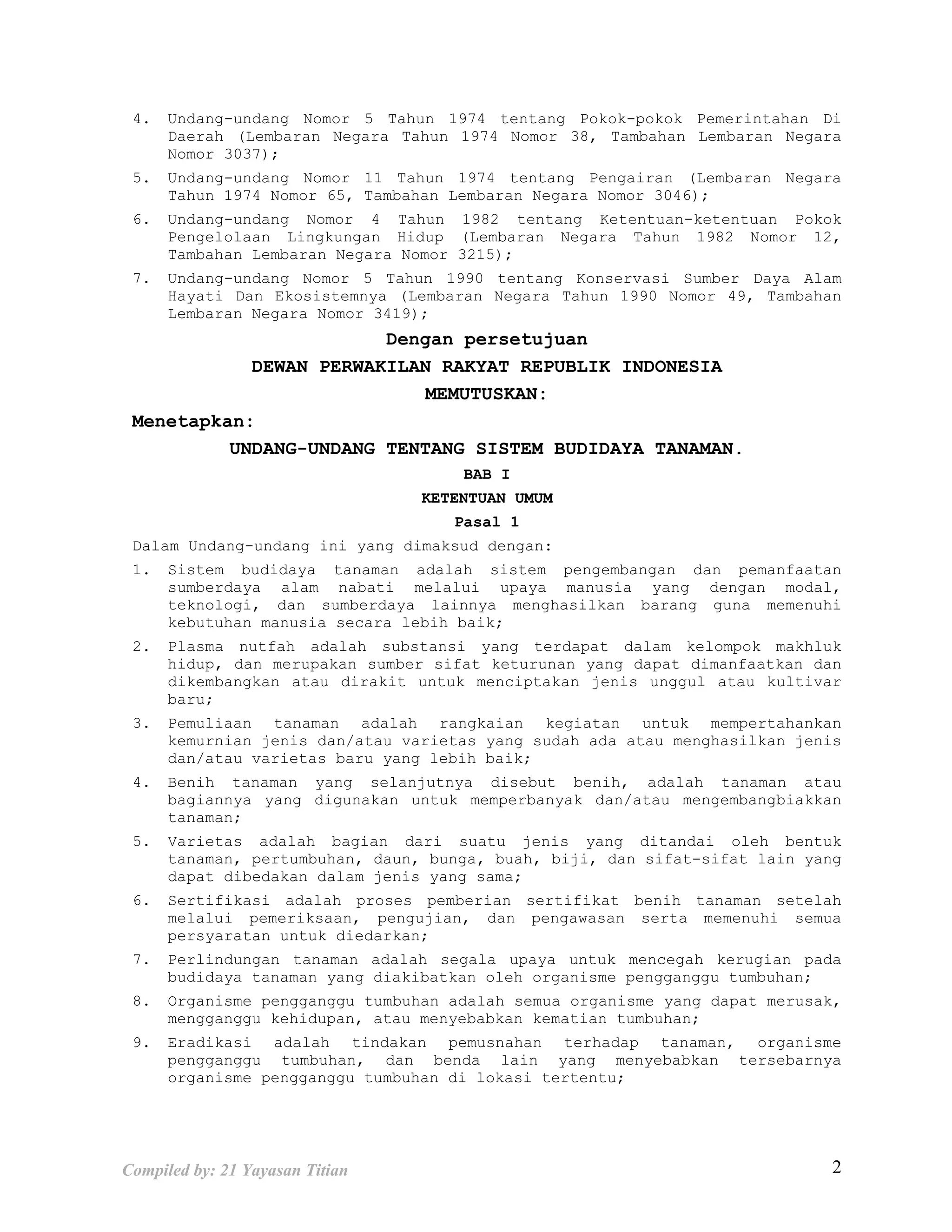 Uu no.12-tahun-1992-tentang-sistem-budidaya-tanaman | PDF