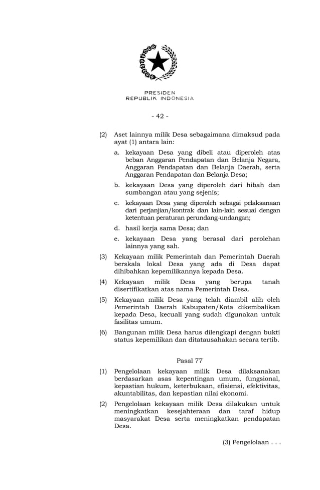 Uu no 6-th 2014 tentang desa | PDF