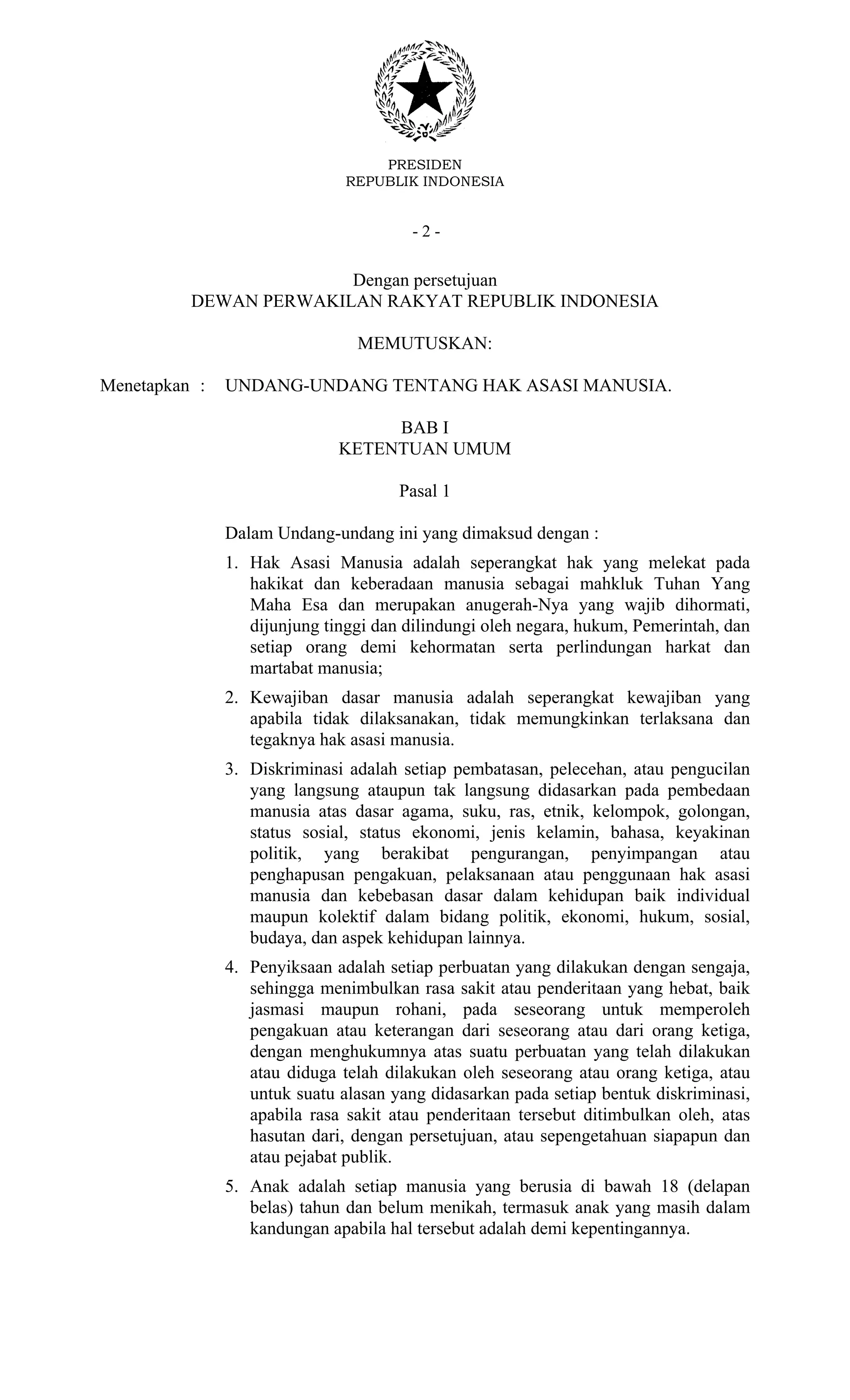 Uu nomor-39-tahun-1999-tentang-$h9 fvds | PDF