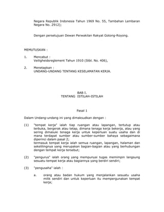 UU k3 tahun 1970 | PDF