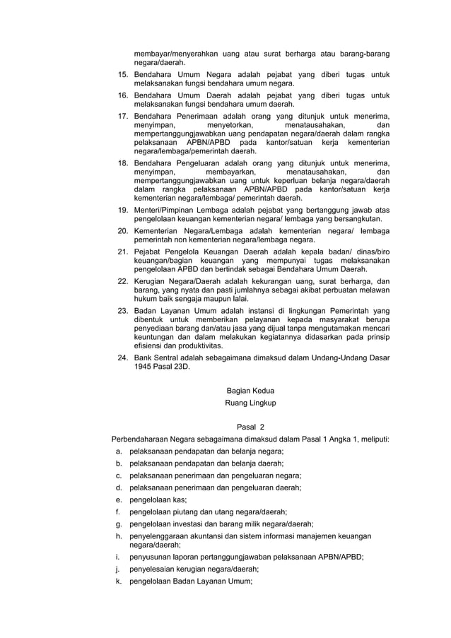 Undang-Undang No. 1 Tahun 2004 tentang Perbendaharaan Negara | PDF