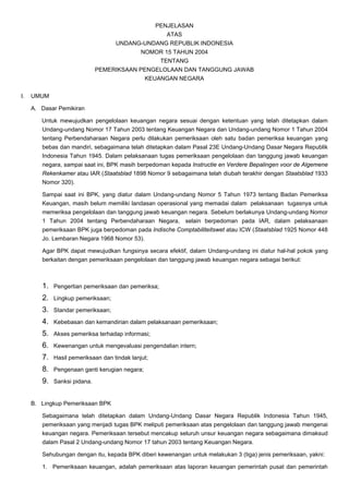 Uu 15 2004 - pemeriksanaan keuangan | PDF