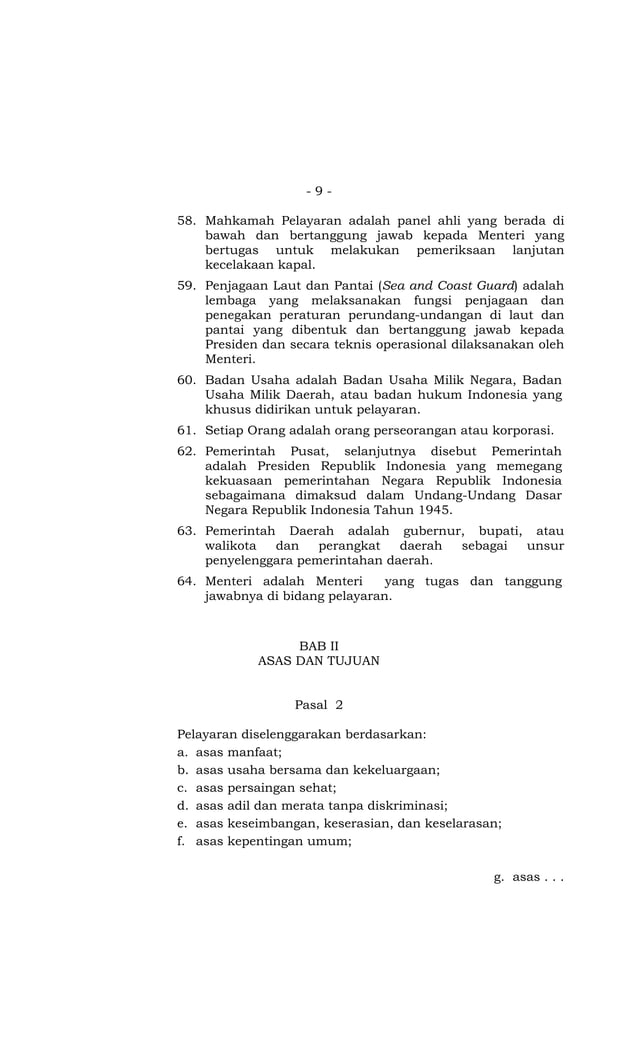 Undang-undang No. 17 Tahun 2008 tentang Pelayaran | PDF