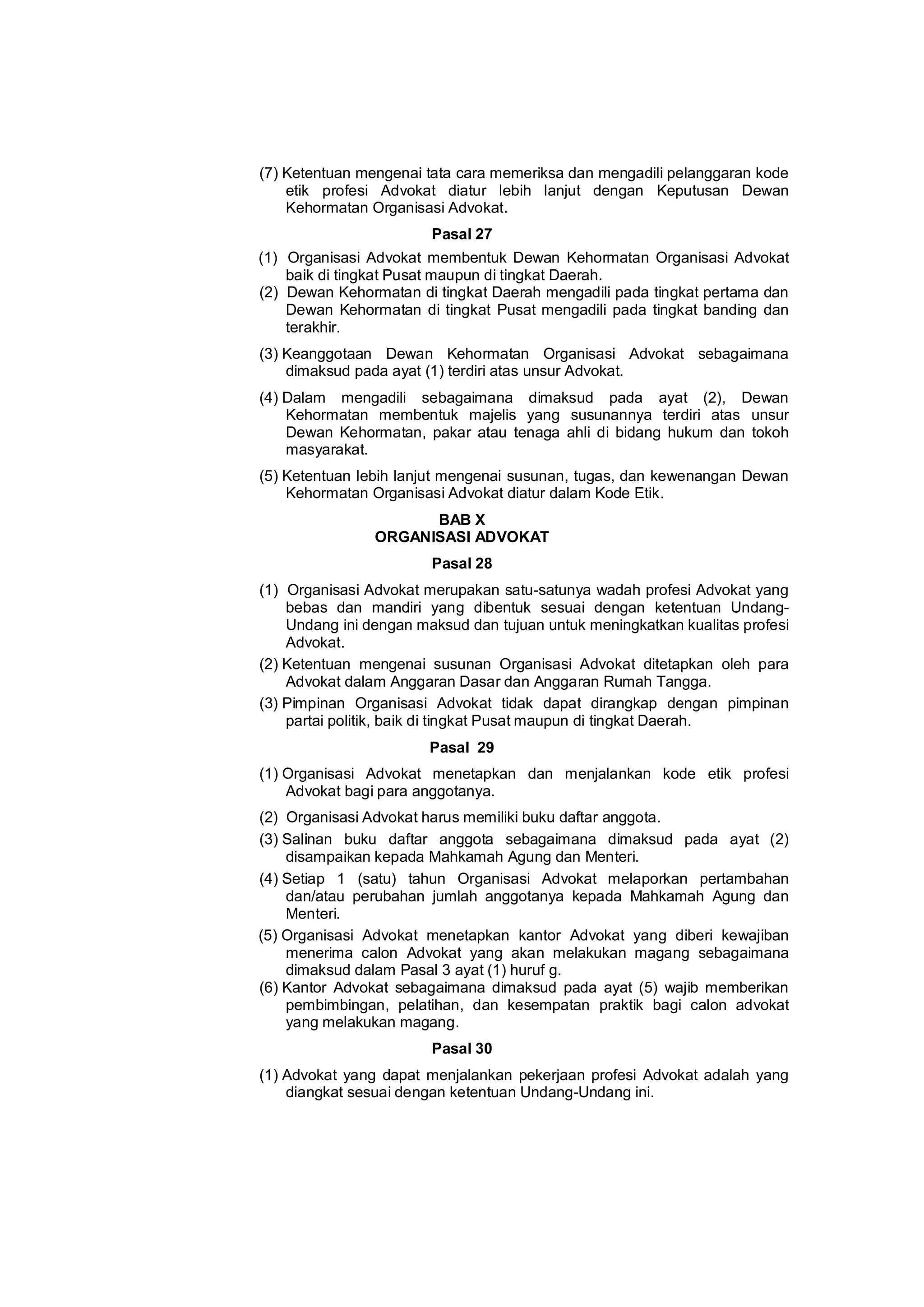 Undang-undang nomor 18 tahun 2003 tentang advokat | PDF