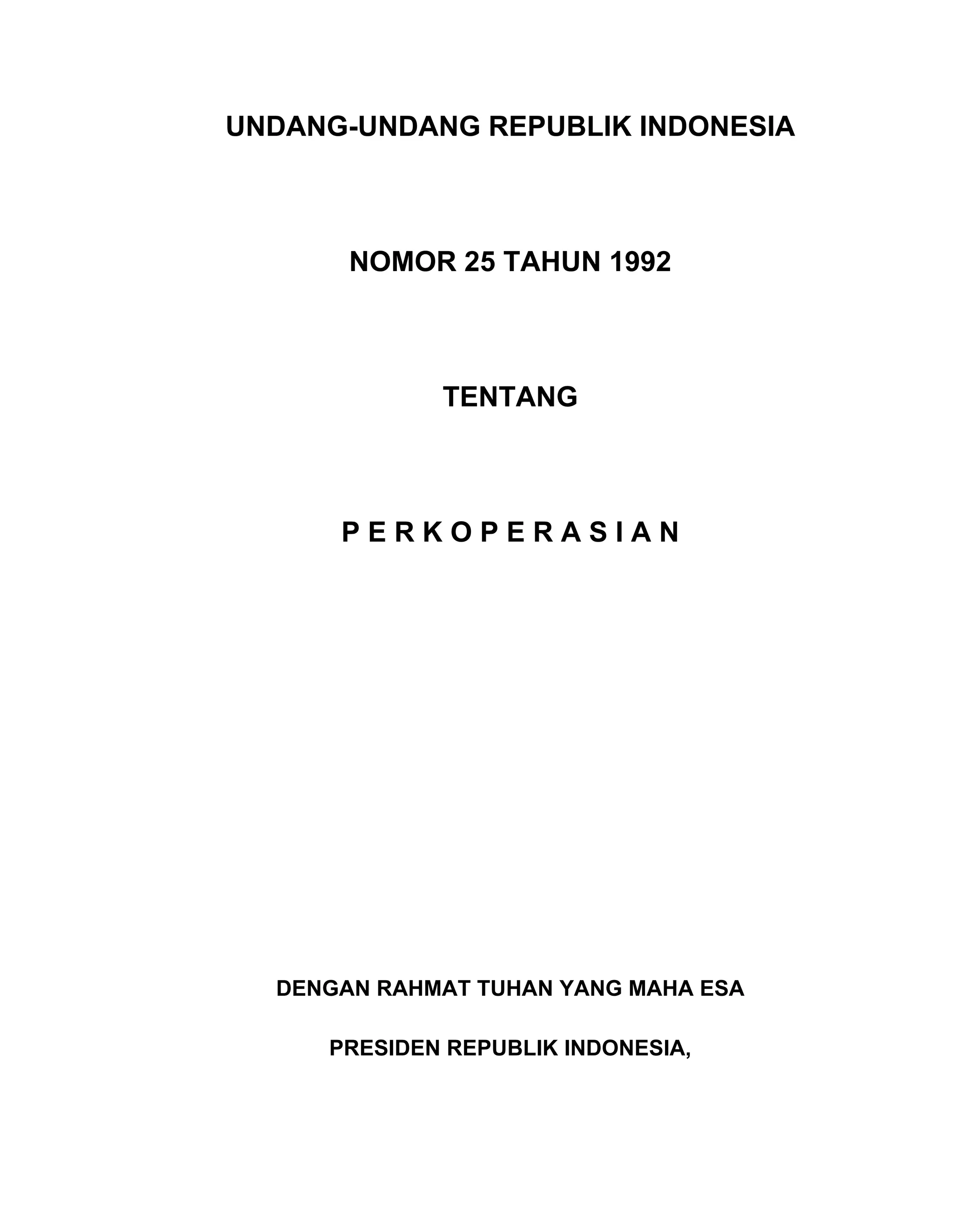 Uu 1992 25 perkoperasian | PDF