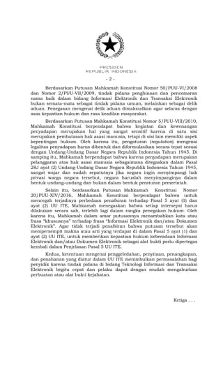 UU 19 tahun 2016 tentang informasi dan transaksi elektronik ITE | PDF