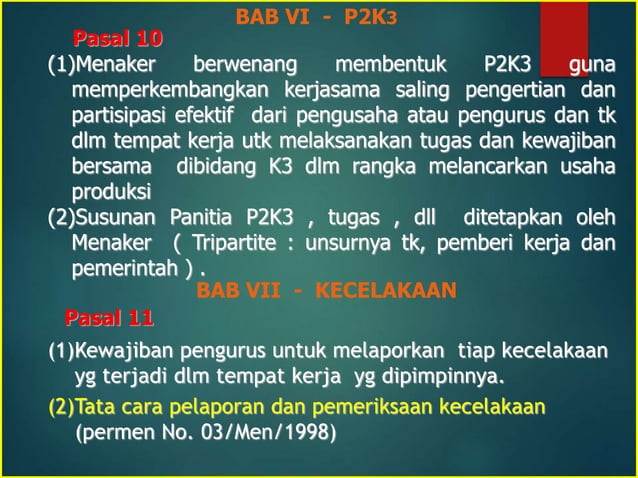 Undang - Undang Keselamatan Kerja, lembar kerja no. 1 tahun 1970 | PPT