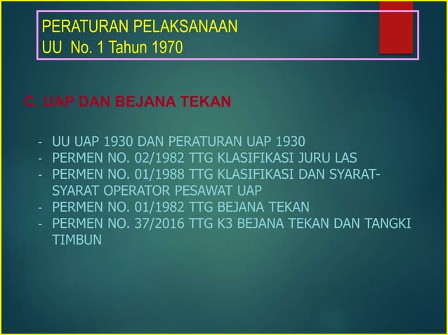 Undang - Undang Keselamatan Kerja, lembar kerja no. 1 tahun 1970 | PPT
