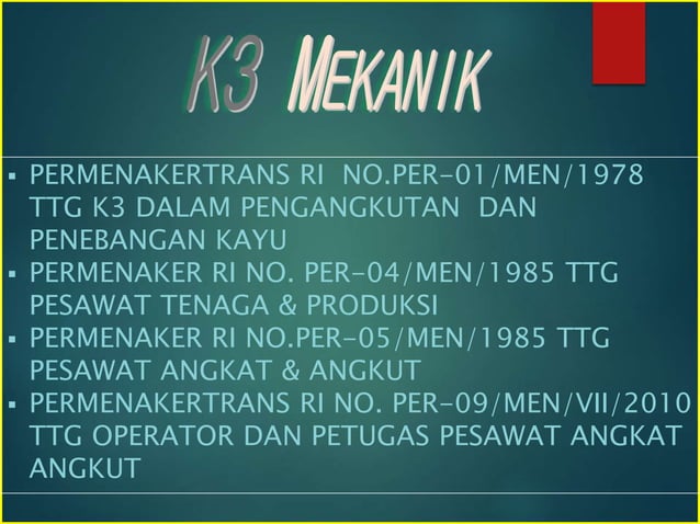Undang - Undang Keselamatan Kerja, lembar kerja no. 1 tahun 1970 | PPT