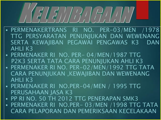 Undang - Undang Keselamatan Kerja, lembar kerja no. 1 tahun 1970 | PPT