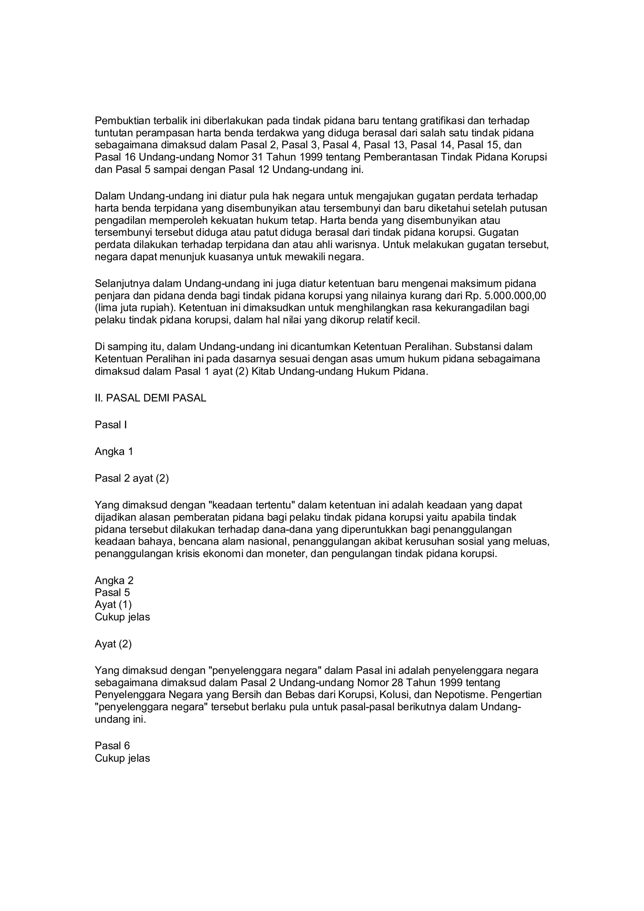 Uu 2001 nomor 20 perubahan atas undang undang nomor 31 tahun 1999 tentang pemberantasan tindak ...