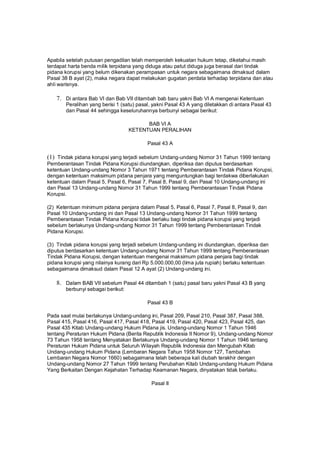 Uu 2001 nomor 20 perubahan atas undang undang nomor 31 tahun 1999 tentang pemberantasan tindak ...