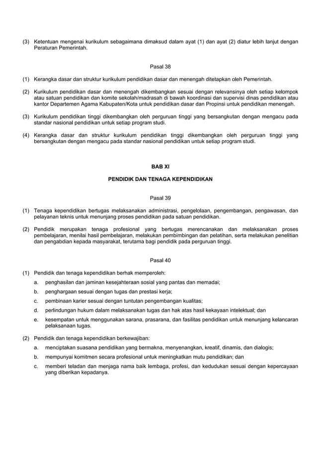 Uu 2003 nomor 20 sistem pendidikan nasional | PDF
