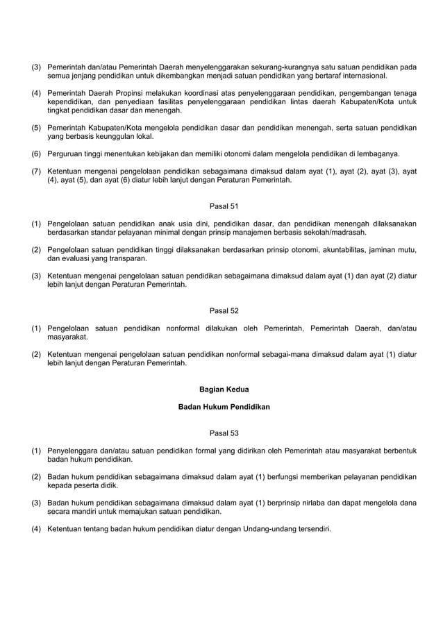 Uu 2003 nomor 20 sistem pendidikan nasional | PDF