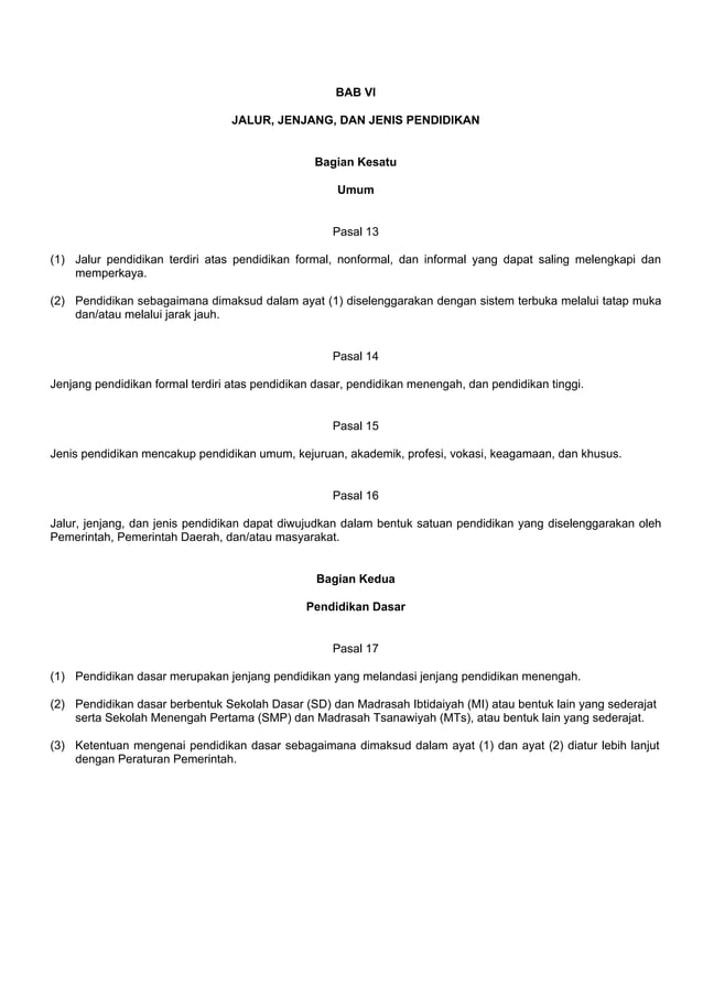 Uu 2003 nomor 20 sistem pendidikan nasional | PDF