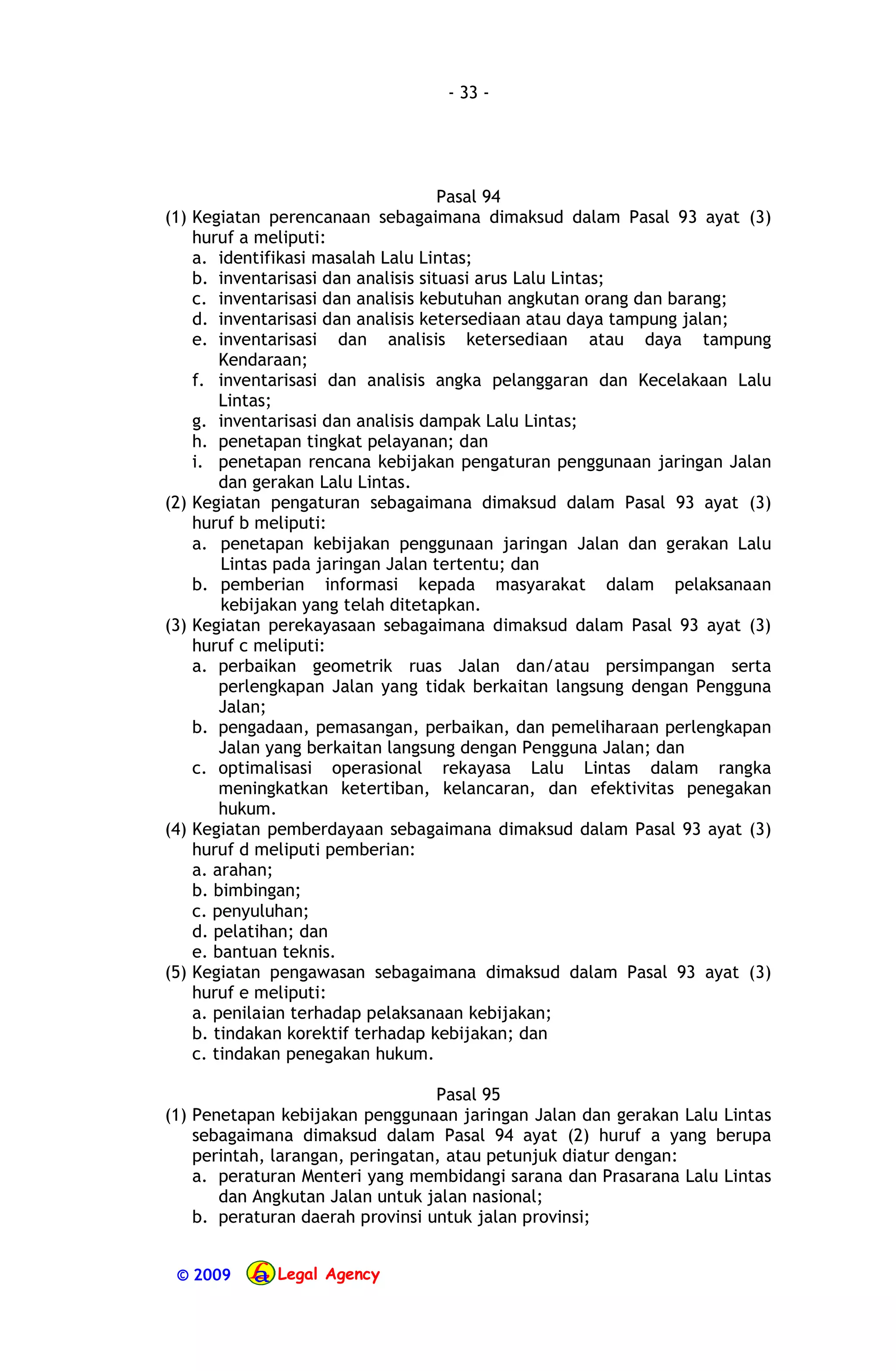 UU No 22 tahun 2009 tentang Lalu Lintas dan Angkutan Jalan | PDF