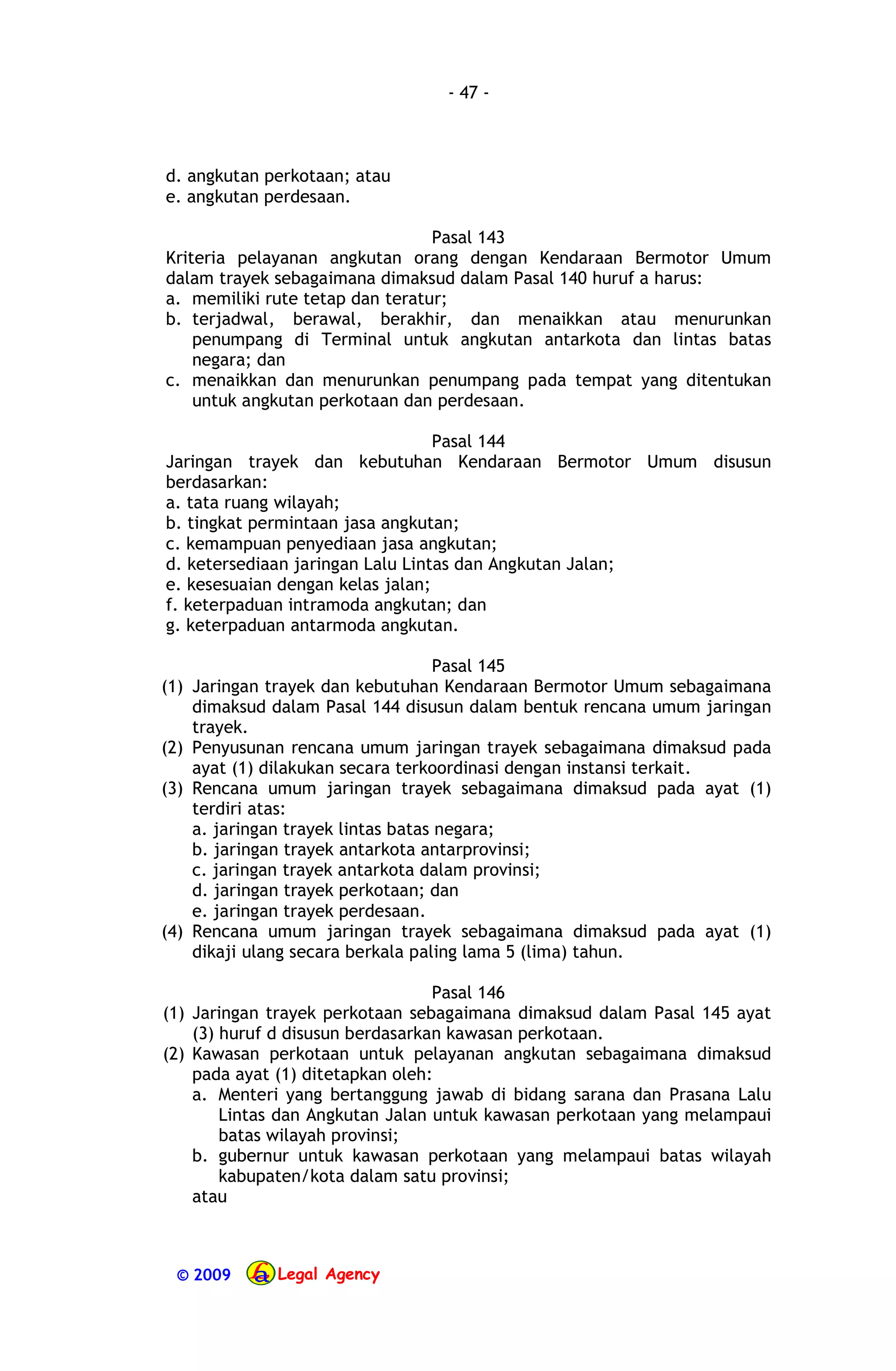 UU No 22 tahun 2009 tentang Lalu Lintas dan Angkutan Jalan | PDF