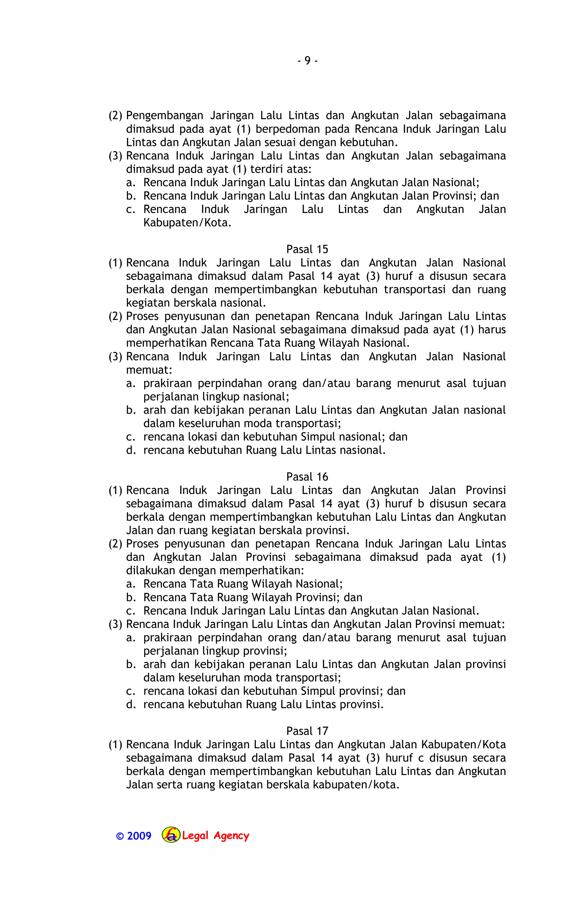 UU No 22 tahun 2009 tentang Lalu Lintas dan Angkutan Jalan | PDF