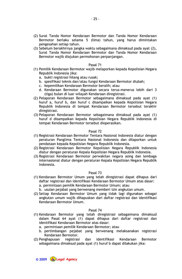 UU No 22 tahun 2009 tentang Lalu Lintas dan Angkutan Jalan | PDF