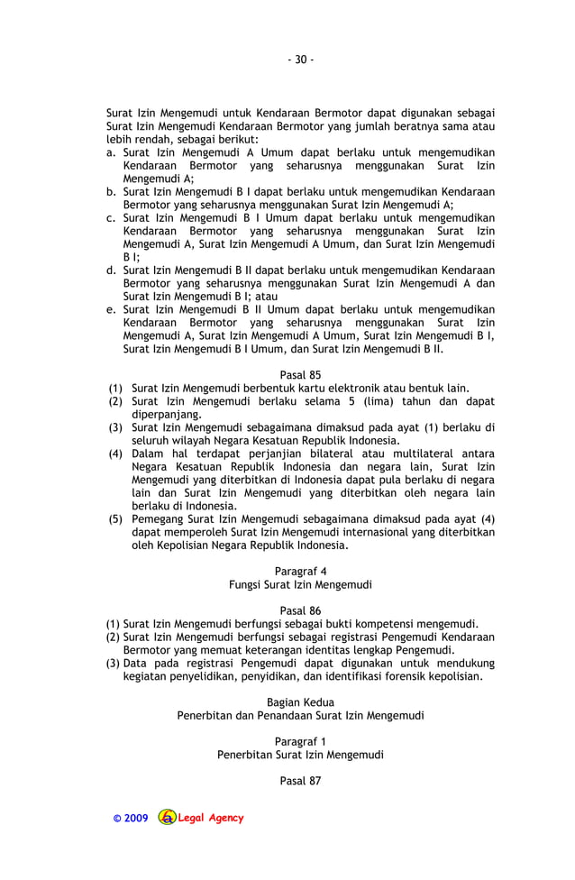 UU No 22 tahun 2009 tentang Lalu Lintas dan Angkutan Jalan | PDF