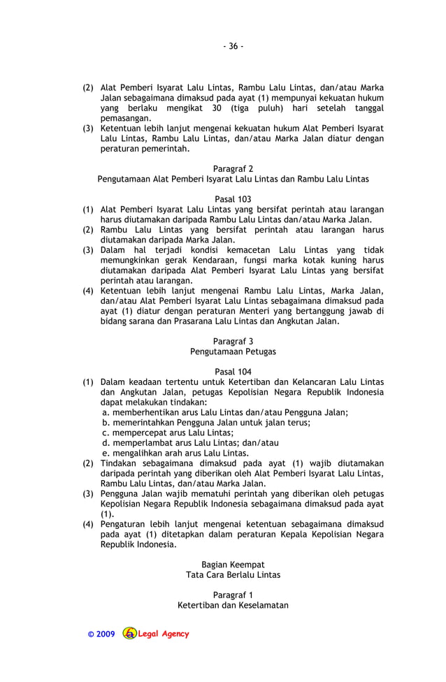 UU No 22 tahun 2009 tentang Lalu Lintas dan Angkutan Jalan | PDF