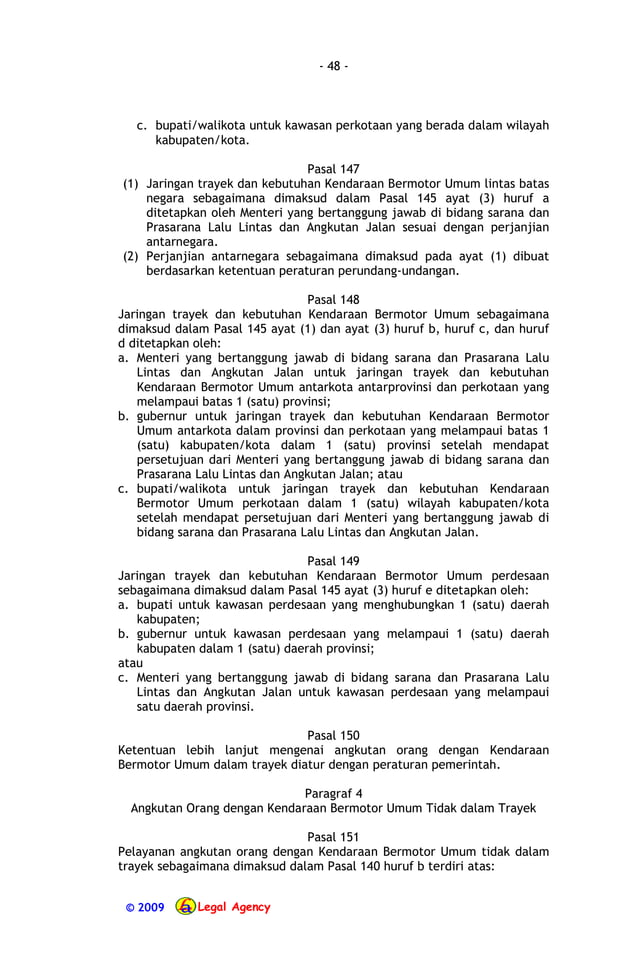 UU No 22 tahun 2009 tentang Lalu Lintas dan Angkutan Jalan | PDF