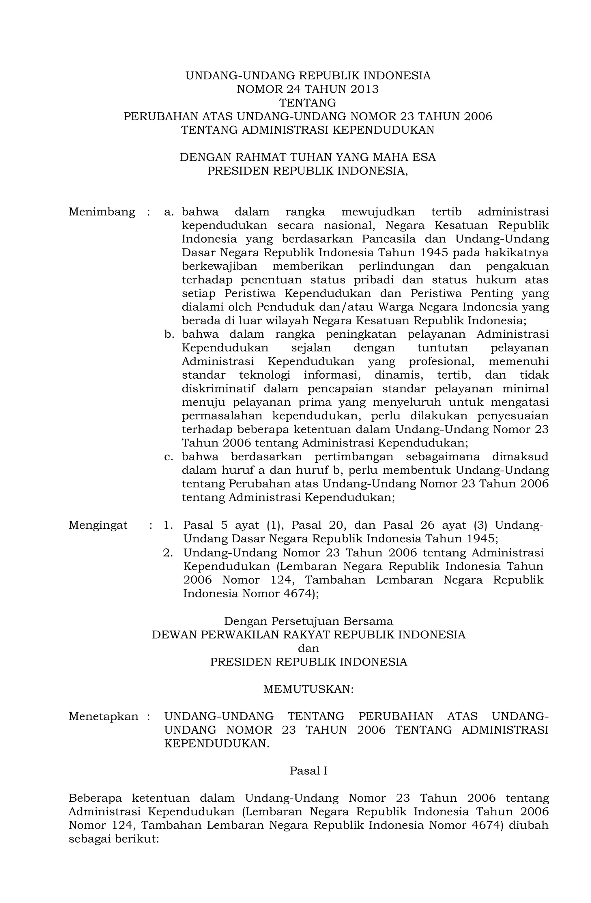 Uu 24 tahun_2013_revisi_uu_23_tahun_2006_ttg_adminduk | PDF