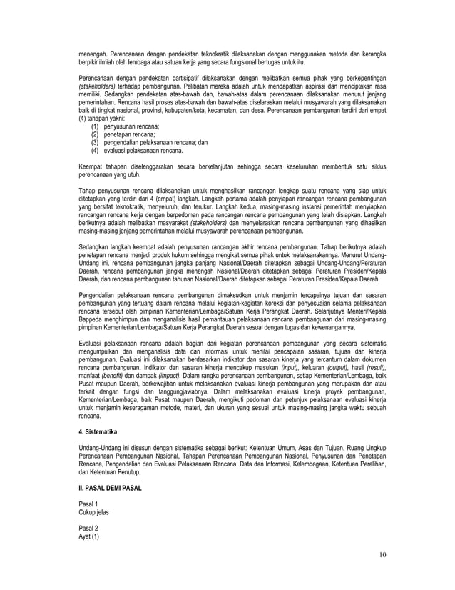 UU No. 25 Tahun 2004 tentang Sistem Perencanaan Pembangunan Nasional | PDF
