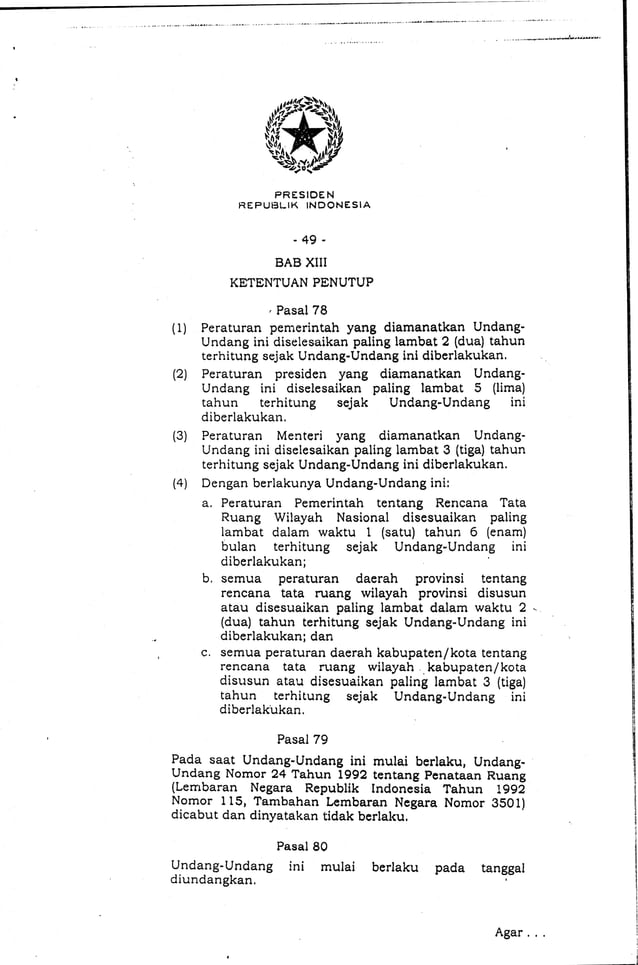 Uu 26 tahun 2007 penataan ruang | PDF