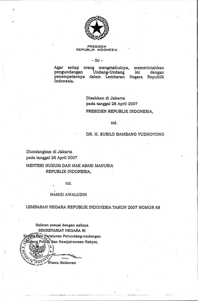 Uu 26 tahun 2007 penataan ruang | PDF