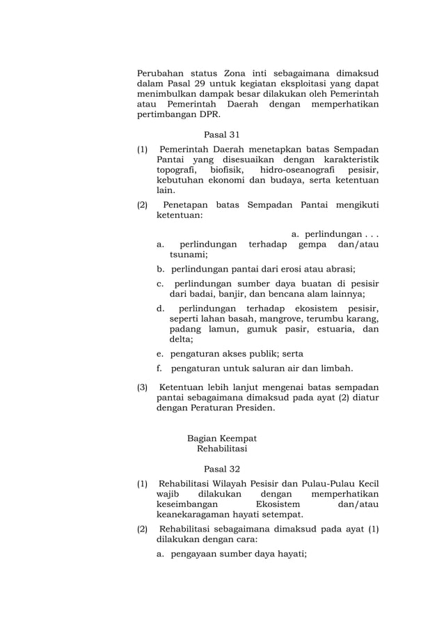 UU No. 27 tahun 2007 tentang Pengelolaan Wilayah Pesisir dan Pulau ...
