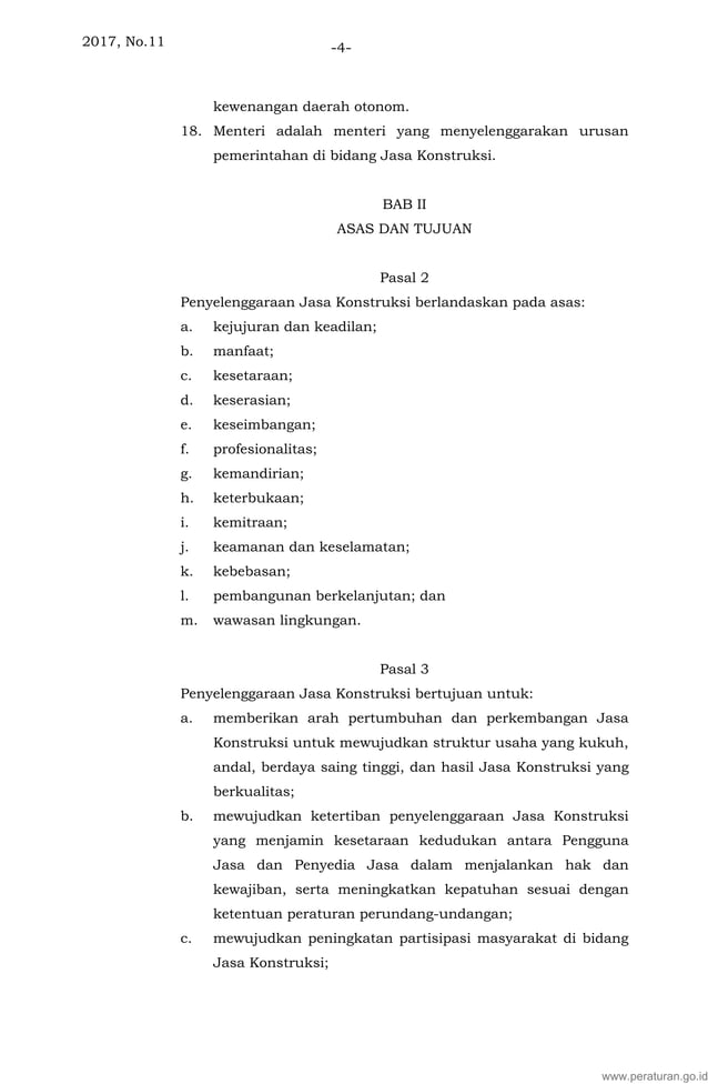 Uu 2 tahun 2017 jasa konstruksi | PDF