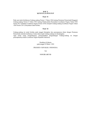 UU No. 4 Tahun 1992 tentang Perumahan dan Permukiman | PDF