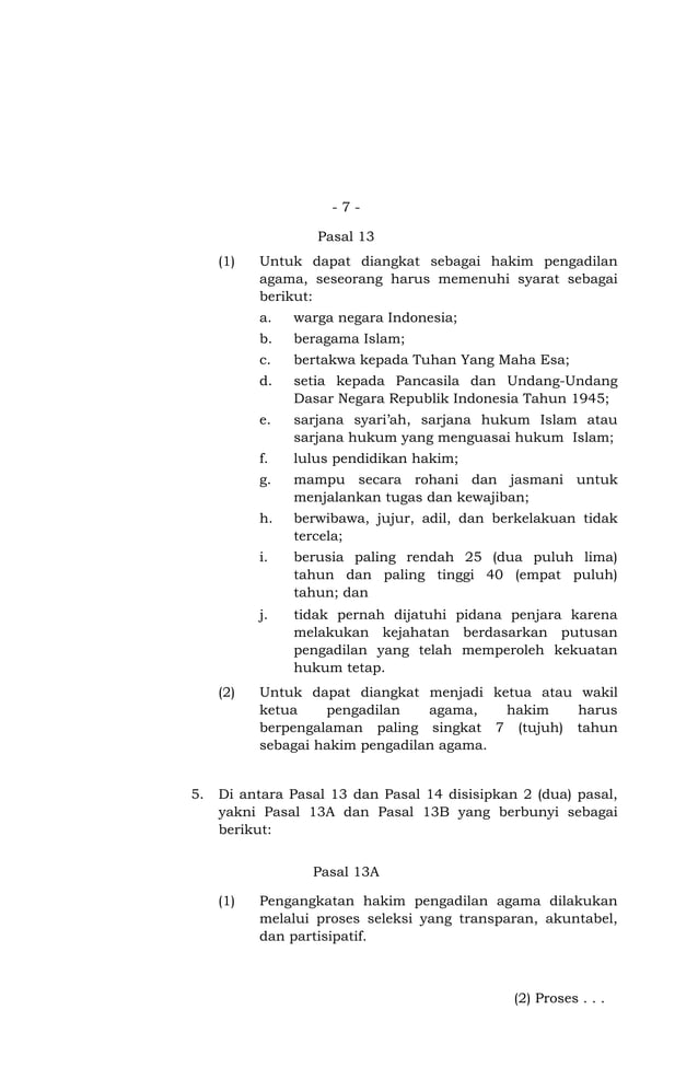 UU No 50 Tahun 2009 (Perubahan Kedua Atas Undang Undang Nomor 7 Tahun 1989 Tentang Peradilan ...