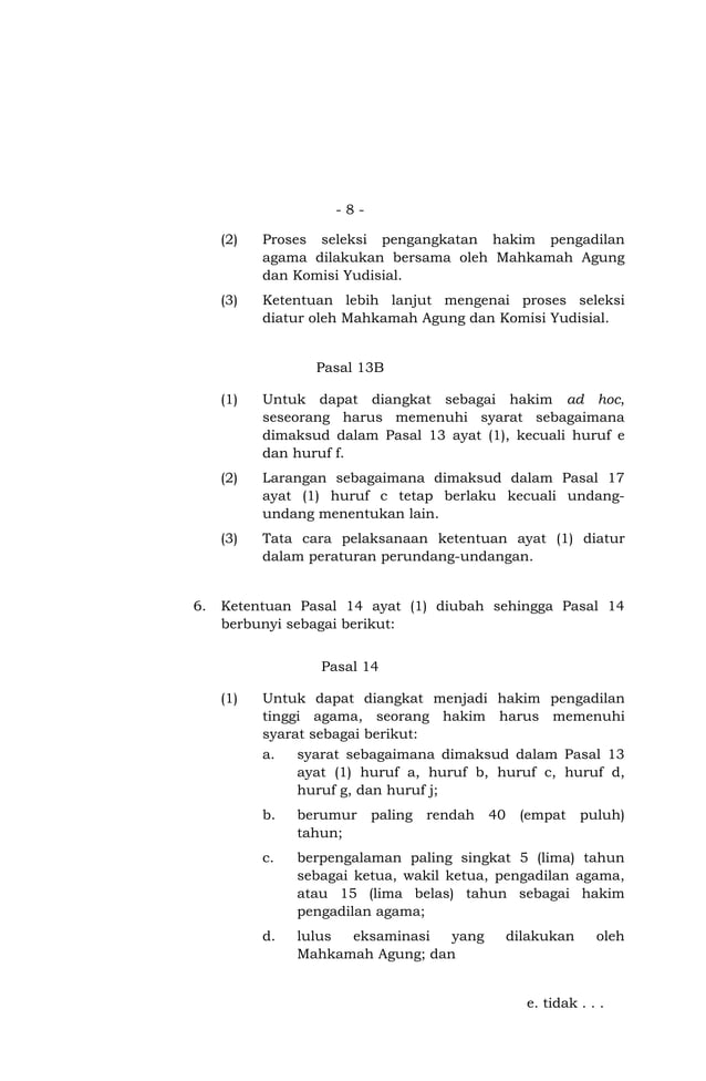 UU No 50 Tahun 2009 (Perubahan Kedua Atas Undang Undang Nomor 7 Tahun 1989 Tentang Peradilan ...