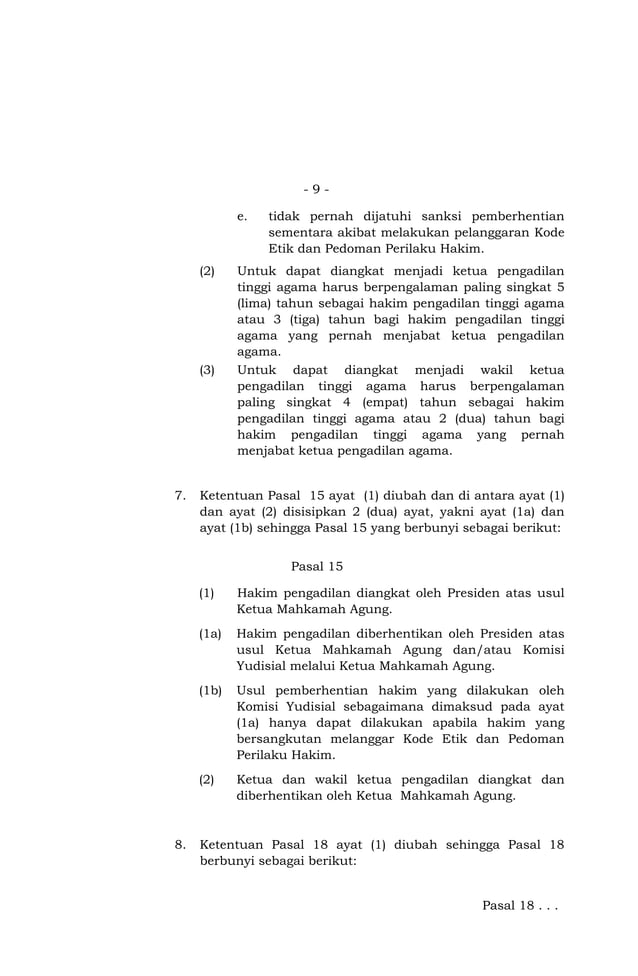 UU No 50 Tahun 2009 (Perubahan Kedua Atas Undang Undang Nomor 7 Tahun 1989 Tentang Peradilan ...