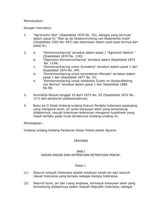 Uu 5 tahun 1960 uupa | PDF