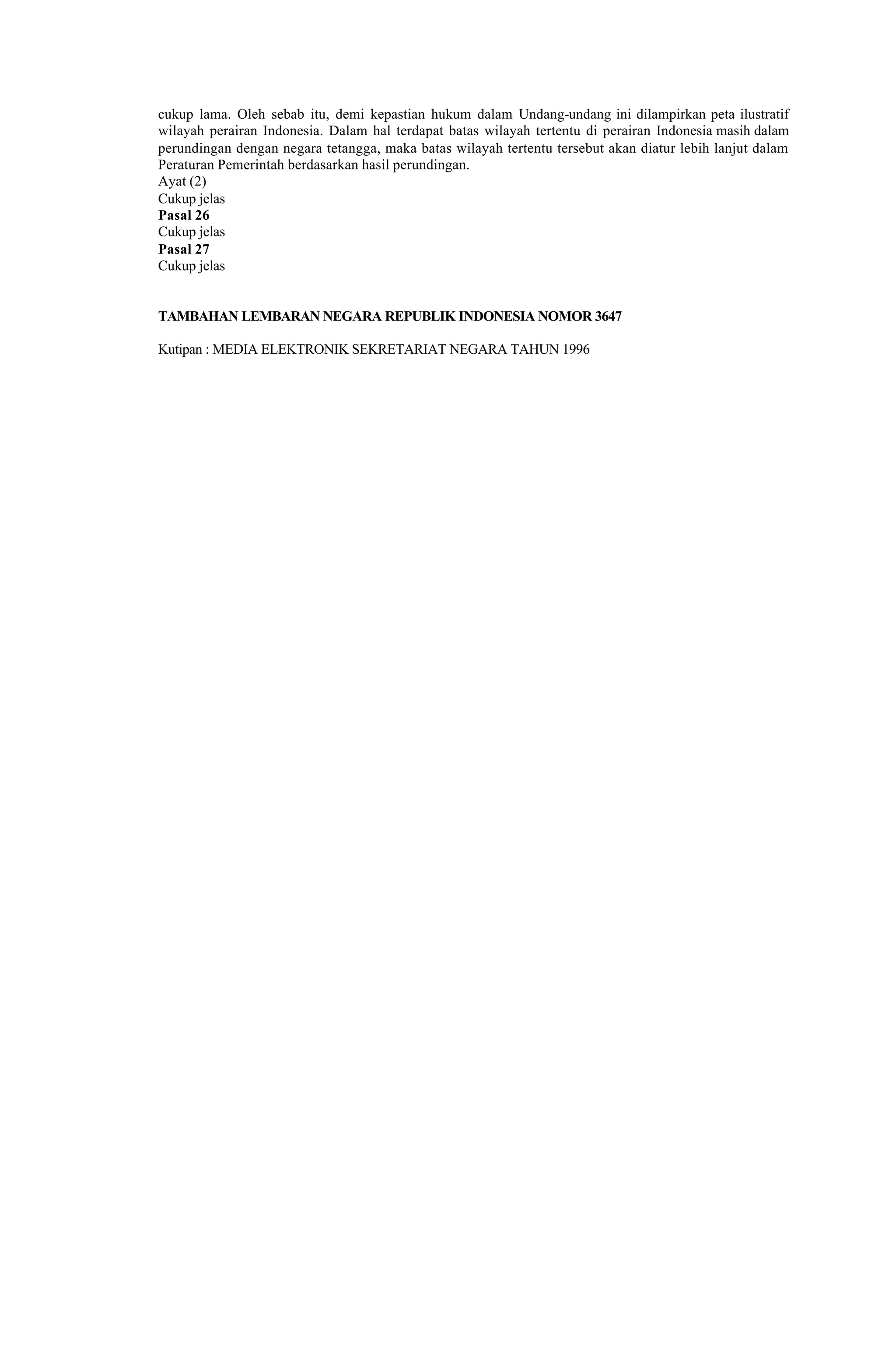 Uu 6 tahun 1996 tentang perairan indonesia | PDF