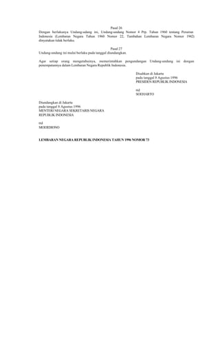 Uu 6 tahun 1996 tentang perairan indonesia | PDF