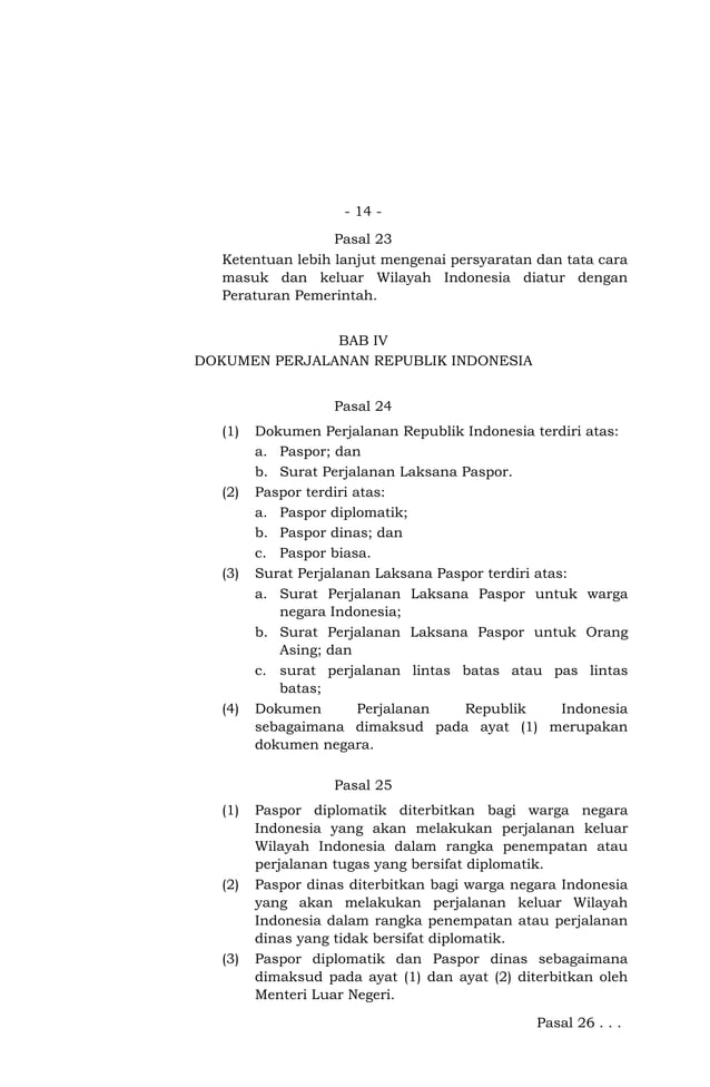 Uu 6 tahun 2011 tentang keimigrasian | PDF