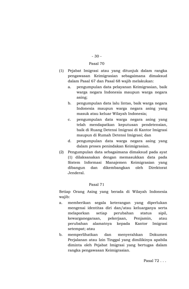 Uu 6 tahun 2011 tentang keimigrasian | PDF