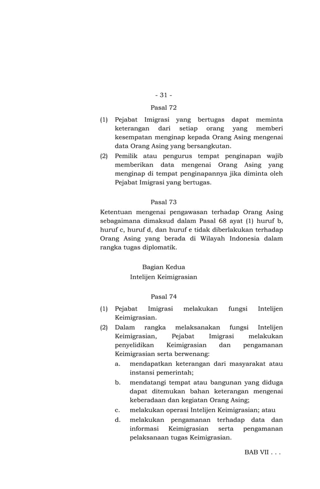 Uu 6 tahun 2011 tentang keimigrasian | PDF