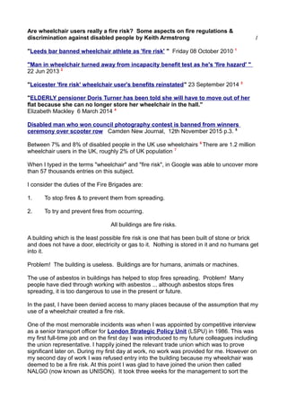 Are wheelchair users really a fire risk by keith armstrong | PDF