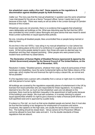 Are wheelchair users really a fire risk by keith armstrong | PDF